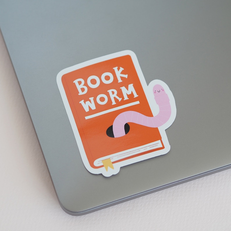 Bookworm Sticker - Etsy