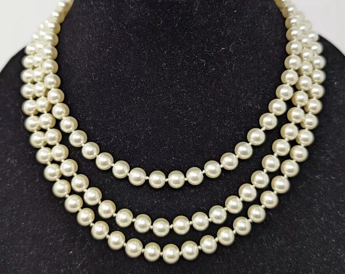 CAMROSE & KROSS JBK Jacqueline Kennedy Triple 3 Strand Hand Knotted ...