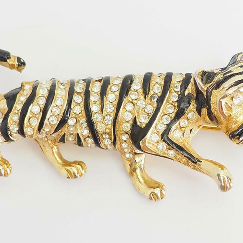Rhinestone Tiger Brooch - Etsy