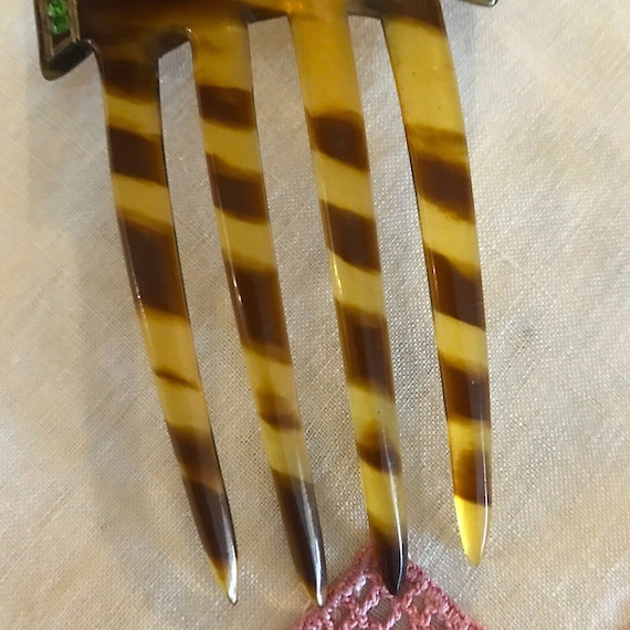 Antique Victorian Faux Tortoise Shell Celluloid & Eme… - Gem