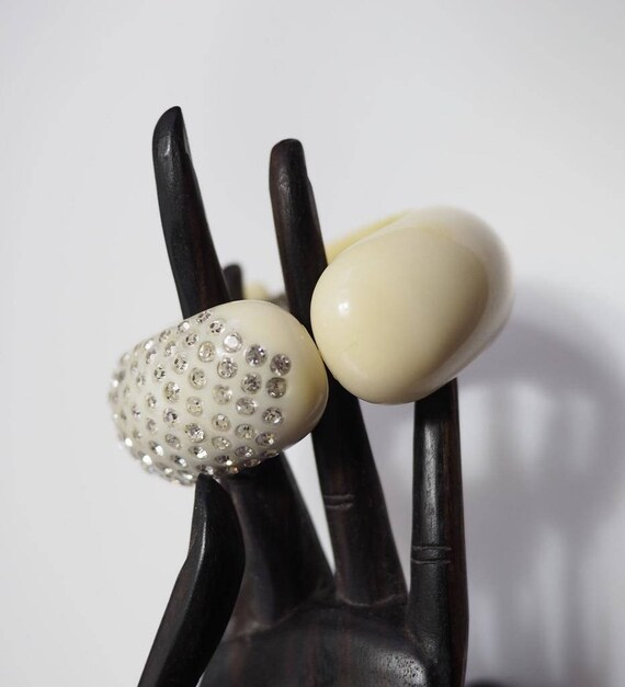 Mint WEISS Ivory Bakelite Celluloid Clear Rhinestone … - Gem