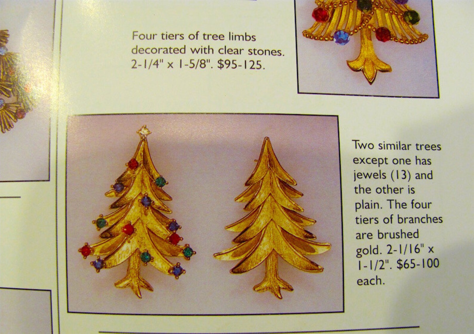 Rare Crown TRIFARI Signed BOOK PIECE Rhinestone & Gold Tone Christmas ...