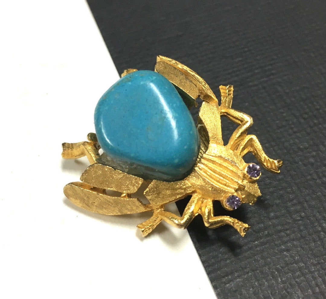 Vtg CROWN TRIFARI Style Turquoise Jelly Belly Purple Rhinestones Heavy ...