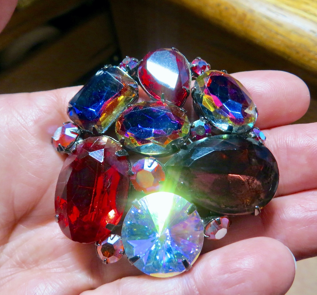 Vintage Large 2 1/4 Glass Iris Rainbow Blood Red - Etsy