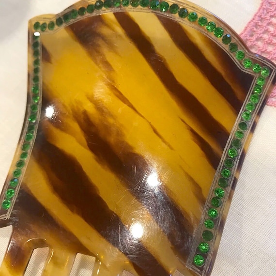 Antique Victorian Faux Tortoise Shell Celluloid & Eme… - Gem