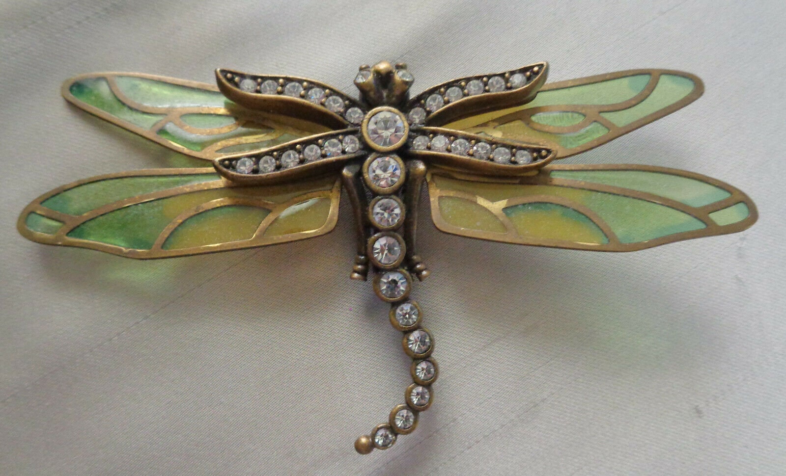 KJL KENNETH LANE Signed 3" Plique A Jour Dragonfly Rhinestone Butterfly ...