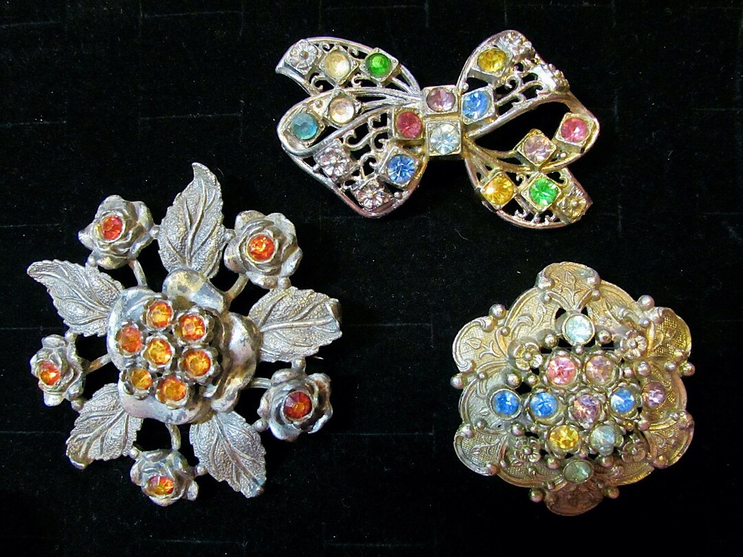 3 LITTLE NEMO L/N 25 Antique Jewelry Lot of Three Beautiful Bezel Set ...