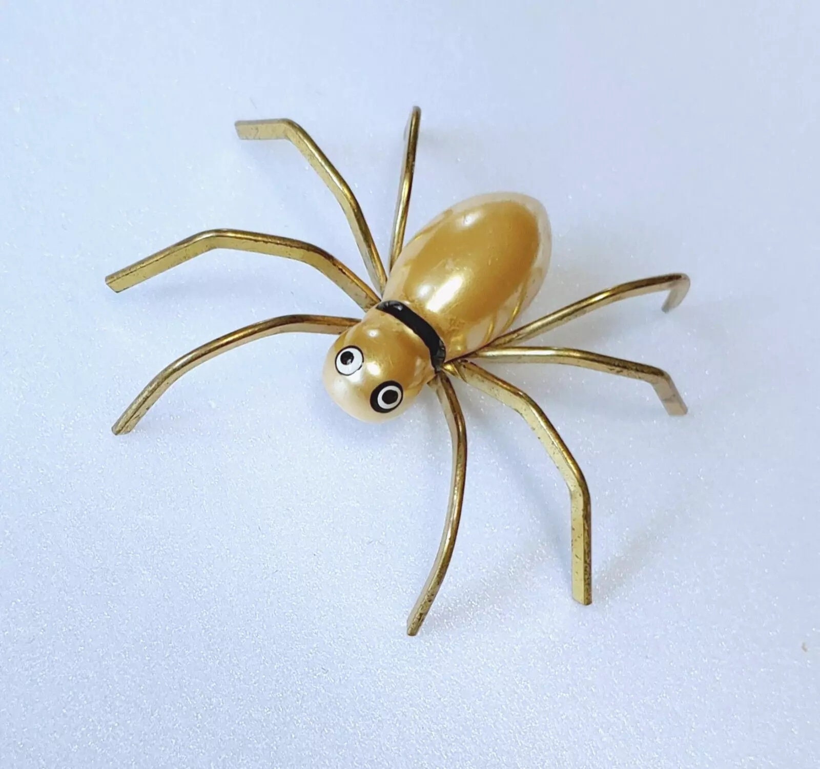 Antique 30s-40s BAKELITE SPIDER Large Gold Lacquer Brooch Pin Brass ...