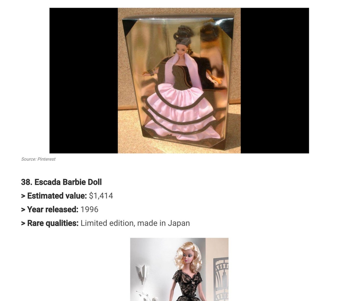 Vintage 1996 ESCADA BARBIE Collector Limited Edition DOLL New | Etsy