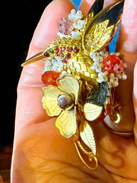 Rare STANLEY HAGLER Signed Hummingbird Brooch Pin Flo… - Gem Rare STANLEY HAGLER Signed Hummingbird Brooch Pin Flo… - Gem