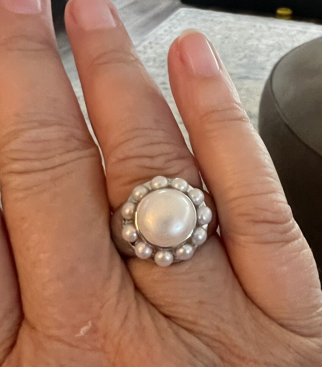 HONORA PEARL 10mm Cultured Pearl Center Clustered Pearls Ring Sterling ...