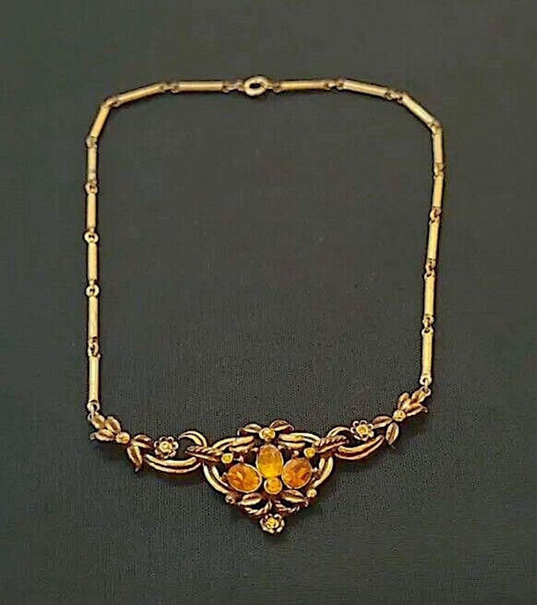 Antique Bezel Set Golden Topaz Stones & Brass Mounting Lavaliere ...