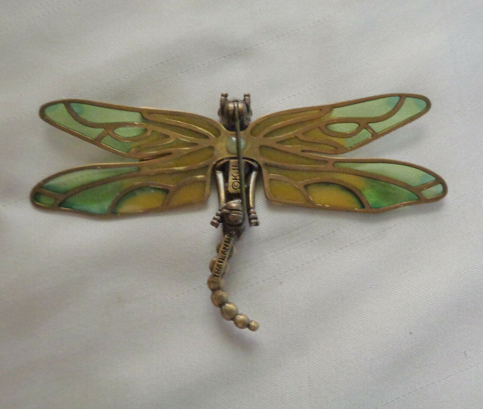 KJL KENNETH LANE Signed 3" Plique A Jour Dragonfly Rhinestone Butterfly ...