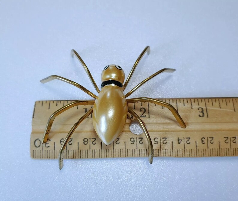 Antique 30s-40s BAKELITE SPIDER Large Gold Lacquer Brooch Pin Brass ...