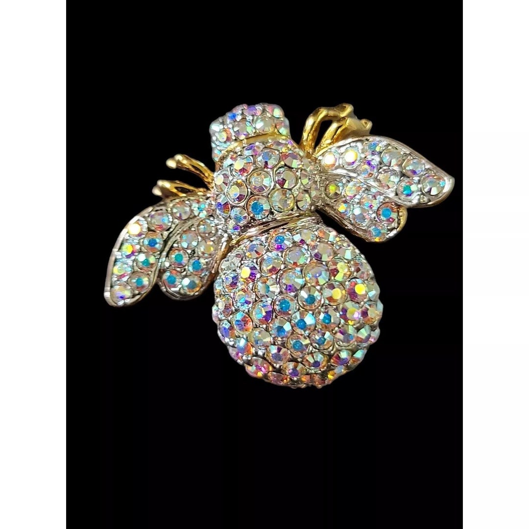 Joan Rivers Signed Large WINNER BEE Brooch Pin Pave Aurora Borealis ...