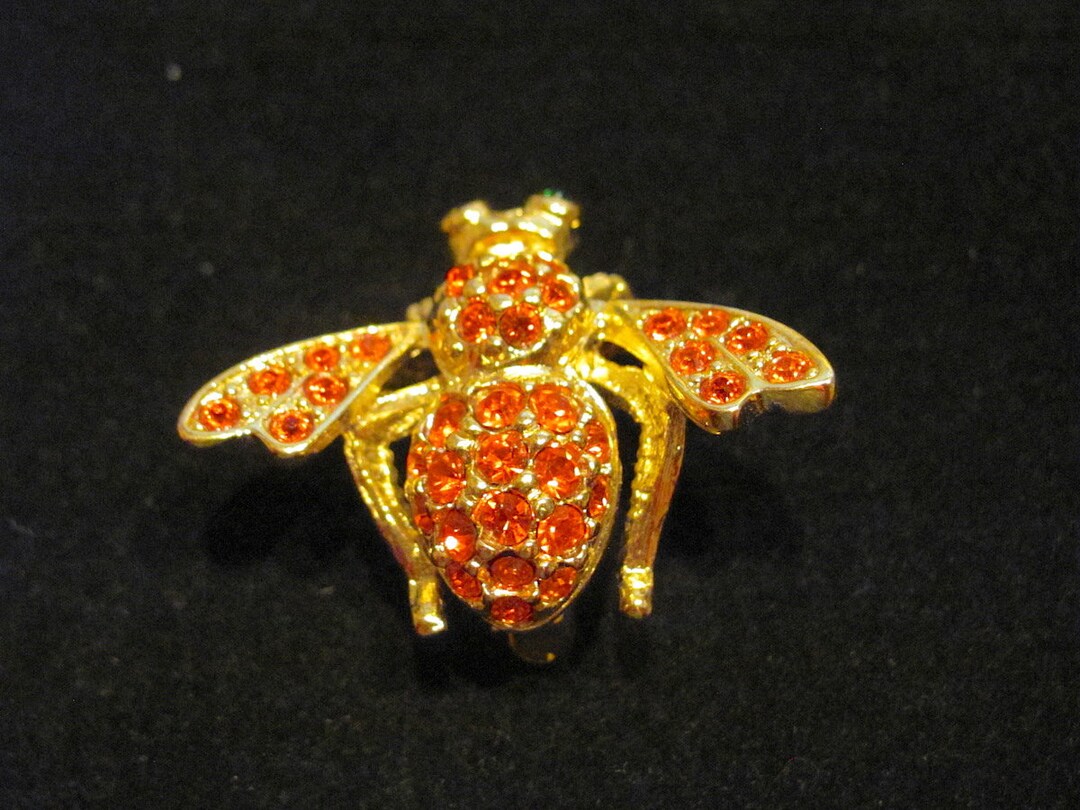 Vintage JOAN RIVERS Signed Classic Collection Orange Crystal Gold Tone ...
