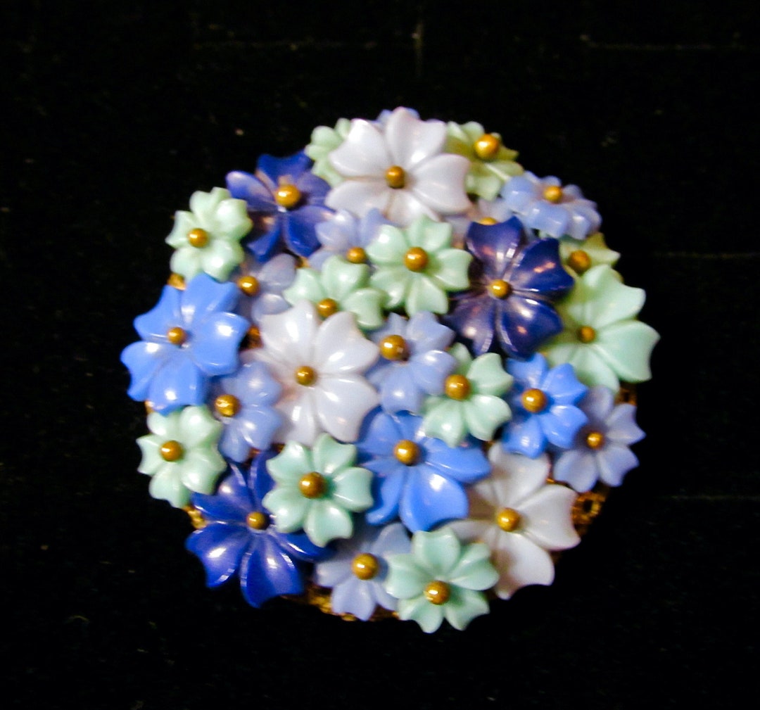 Rare MIRIAM HASKELL Wired Colors of Blue Glass Pinhead Flowers Dress ...