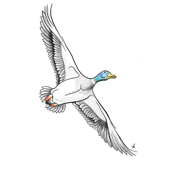 Duck Flying Tattoos Designs