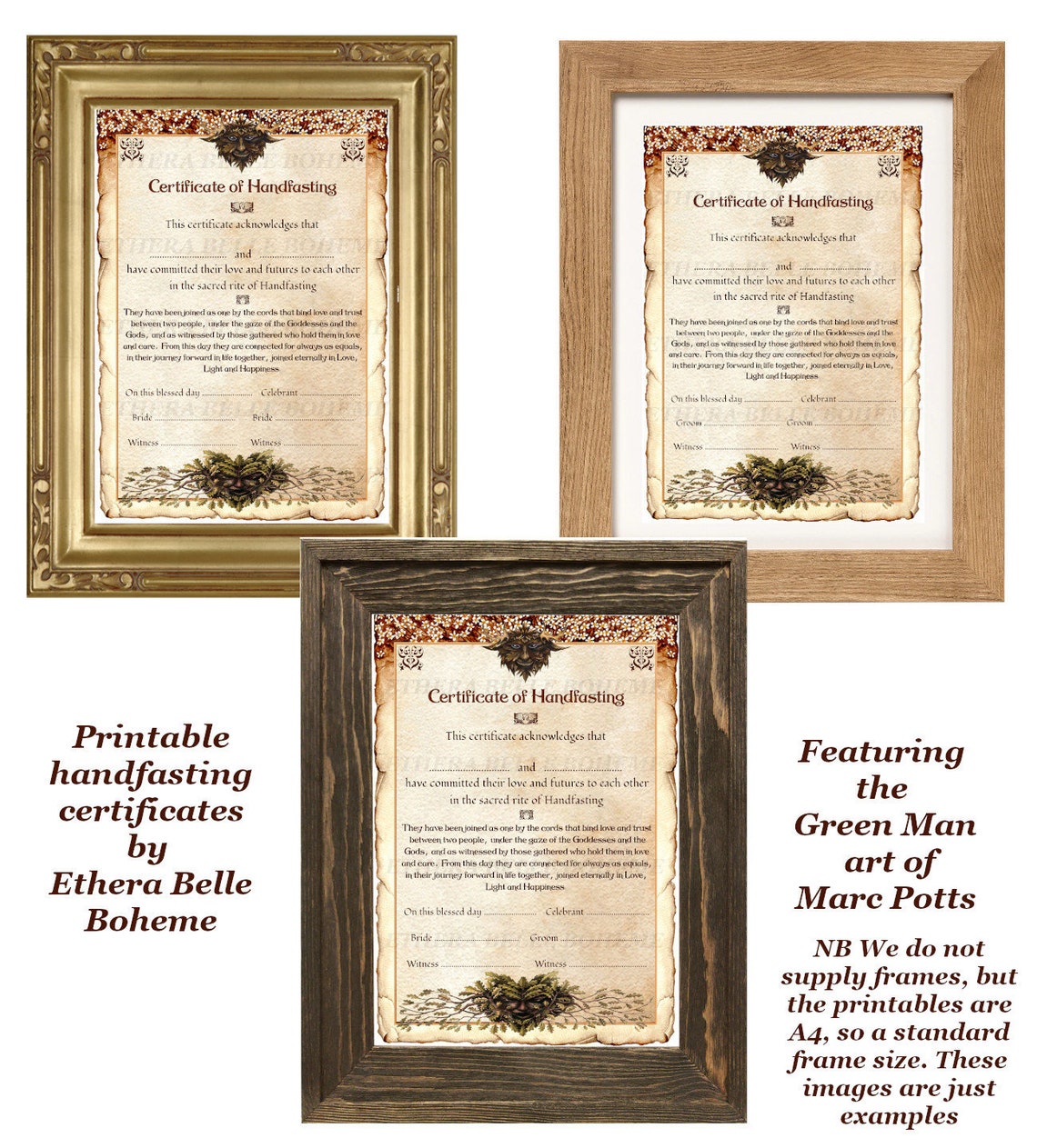 A4 LGBTQ LGBT Lesbian Gay Printable Handfasting Certificate, Wiccan ...