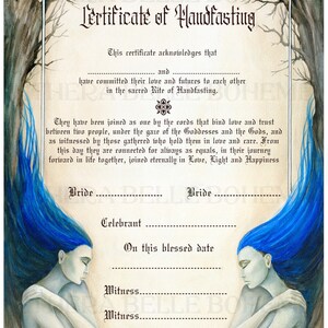 A4 LGBT LGBTQ Lesbian Gay Printable Handfasting Certificate, Pagan ...