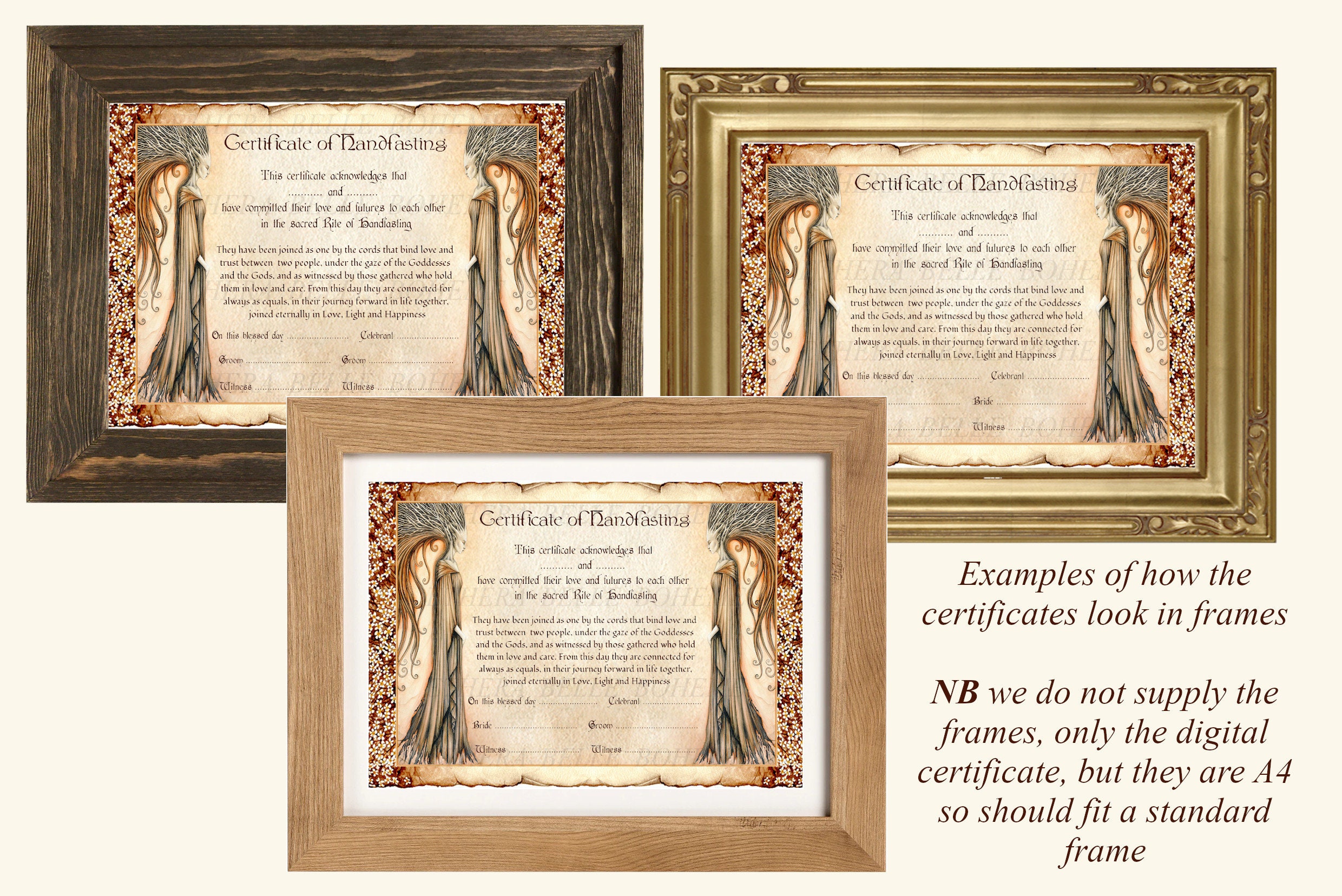 A4 Handfasting Digital Certificate Elf Fairy Medieval Wiccan - Etsy