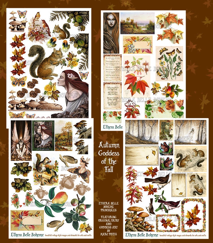 Fairy Fairies Digital Download Autumn Digital Ephemera Fall - Etsy