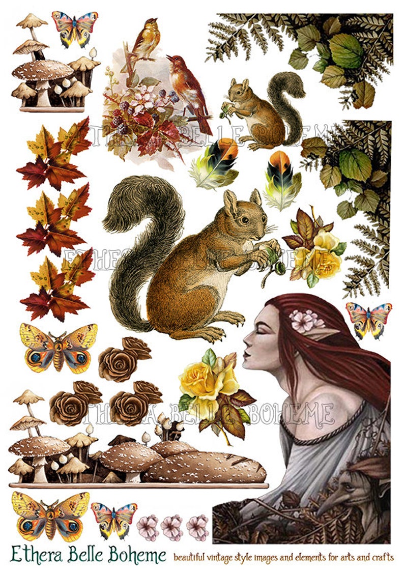 Fairy Fairies Digital Download Autumn Digital Ephemera Fall - Etsy