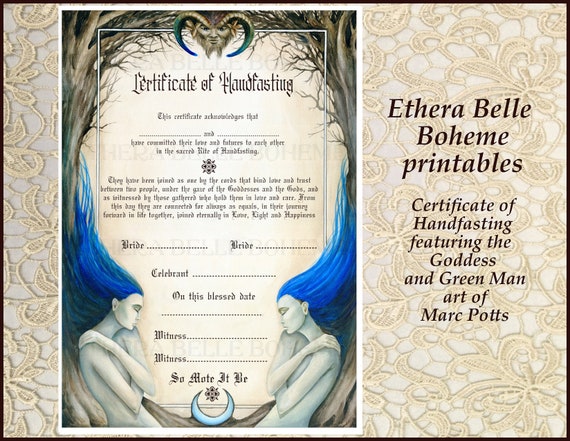 A4 LGBT LGBTQ Lesbian Gay Printable Handfasting Certificate | Etsy
