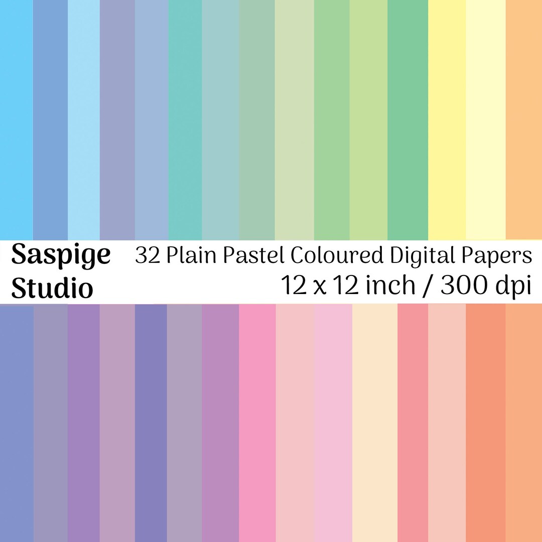 Seamless Plain Pastel Digital Paper Bundle - 30 Instant Downloads ...