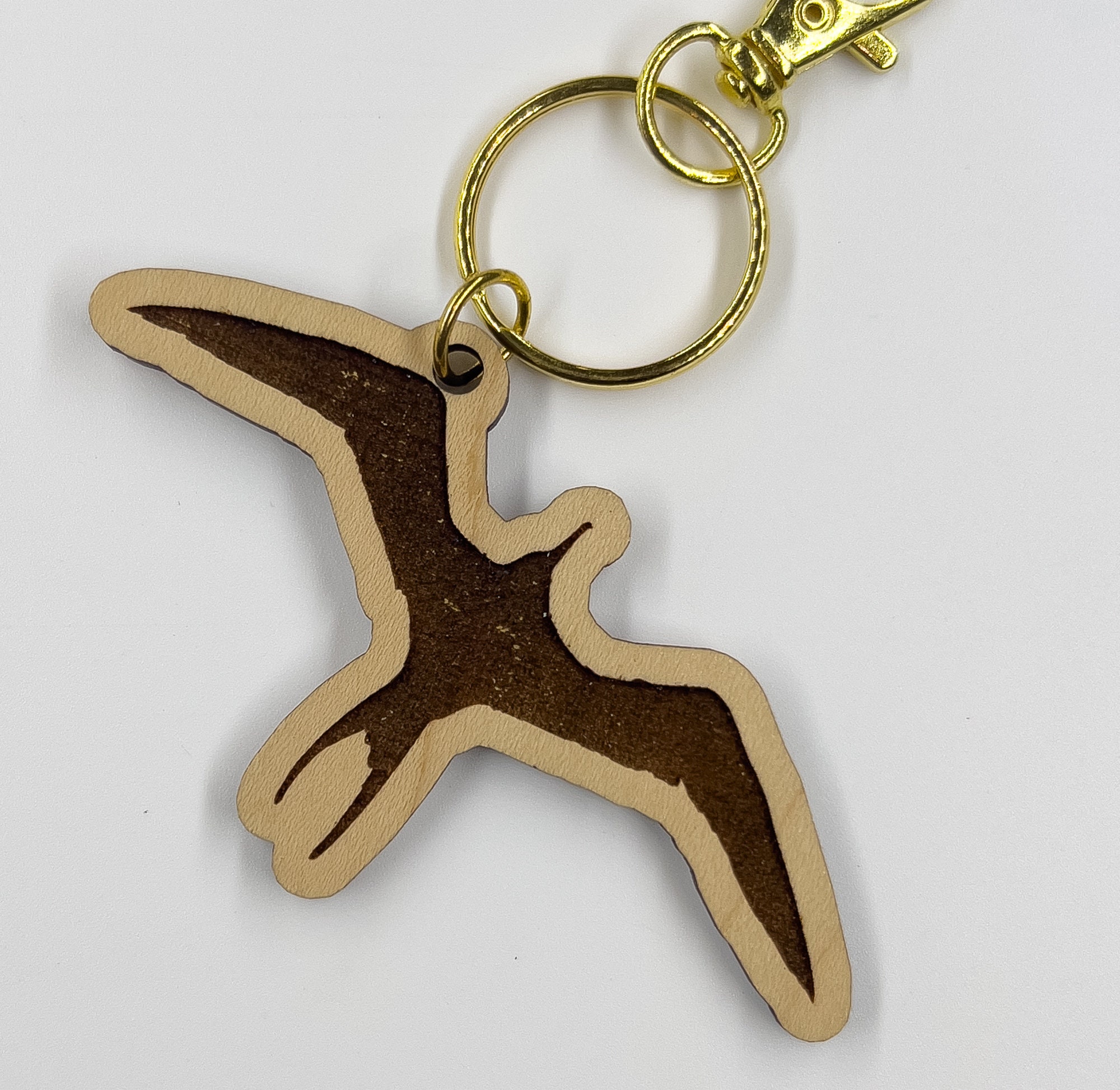 Nature-inspired Handmade Wood Keychain With Iwa Bird Engraving Unique ...