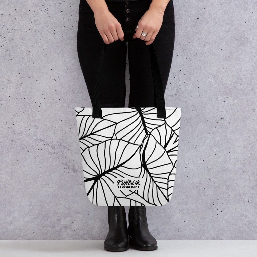 Kalo (taro) Leaf Print Tote Bagtaro Leaf Aloha Tote Bag - Spacious and ...