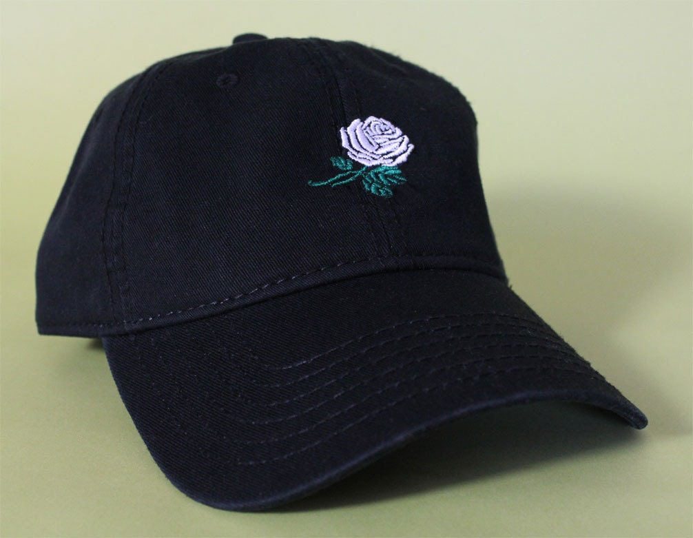 Embroidered Rose Dad Hat, Unisex Cotton Twill Baseball Cap - Etsy