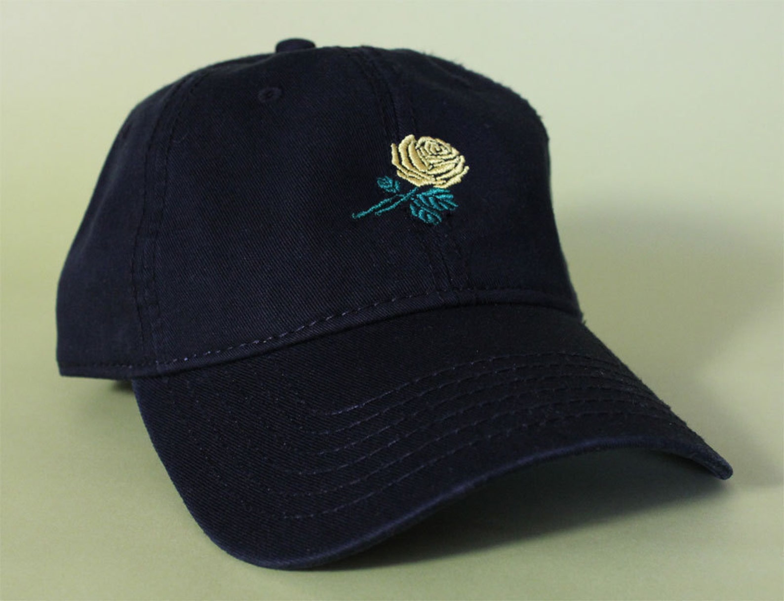 Embroidered Rose Dad Hat, Unisex Cotton Twill Baseball Cap - Etsy