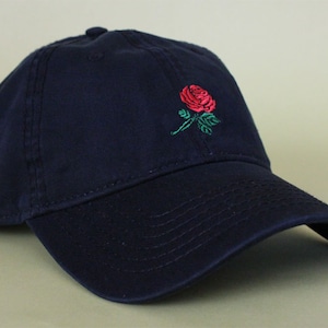 Embroidered Rose Dad Hat, Unisex Cotton Twill Baseball Cap - Etsy