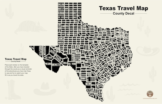 Texas Decal Sticker Travel Map for Rv's and Campers - Etsy