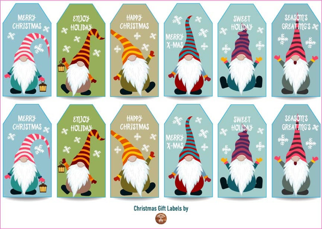 Gnome Gift Label Sheet, Christmas Gift Tags, Christmas Gift Stickers - Etsy