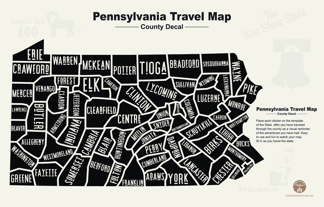 Pennsylvania Decal - Sticker Travel Map for Rv's and Campers - Etsy