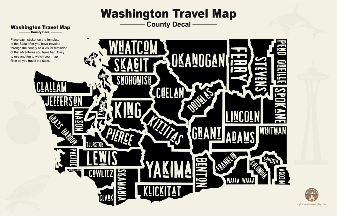 Washington State Decal - Sticker Travel Map for Rv's and Campers - Etsy