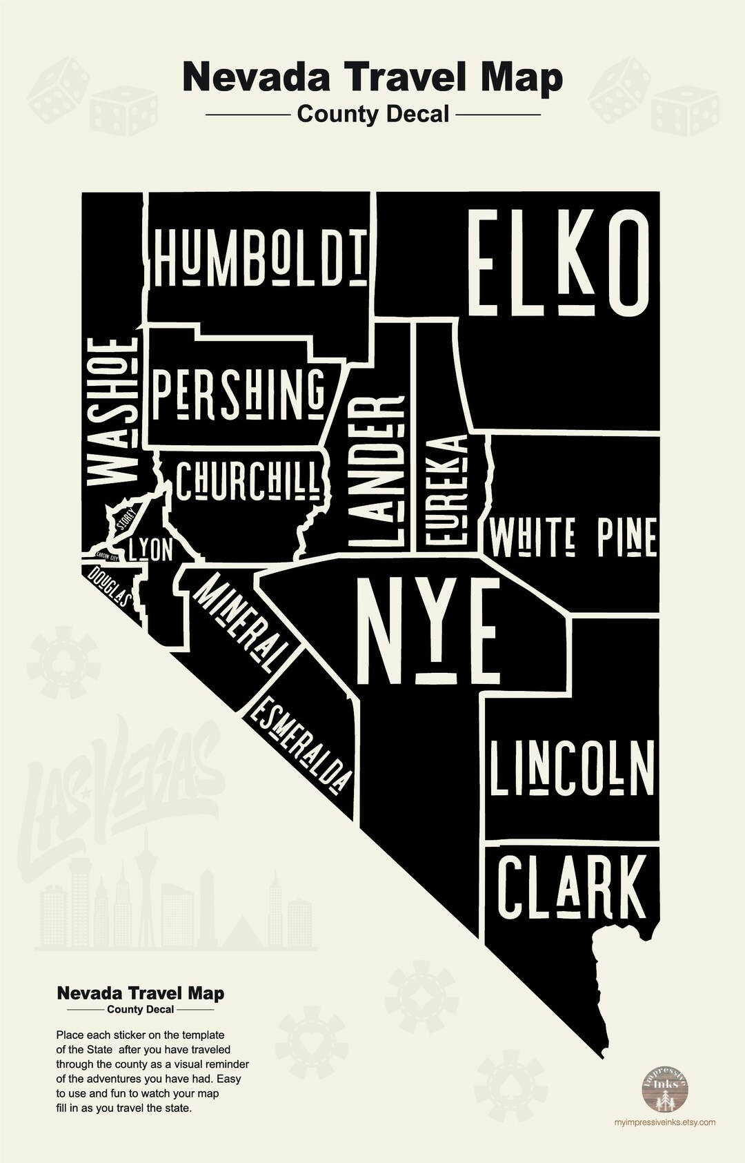 Nevada Decal - Sticker Travel Map for Rv's and Campers - Etsy