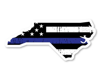 Thin Blue Line North Carolina / 2 PACK / Tattered American Flag Police ...