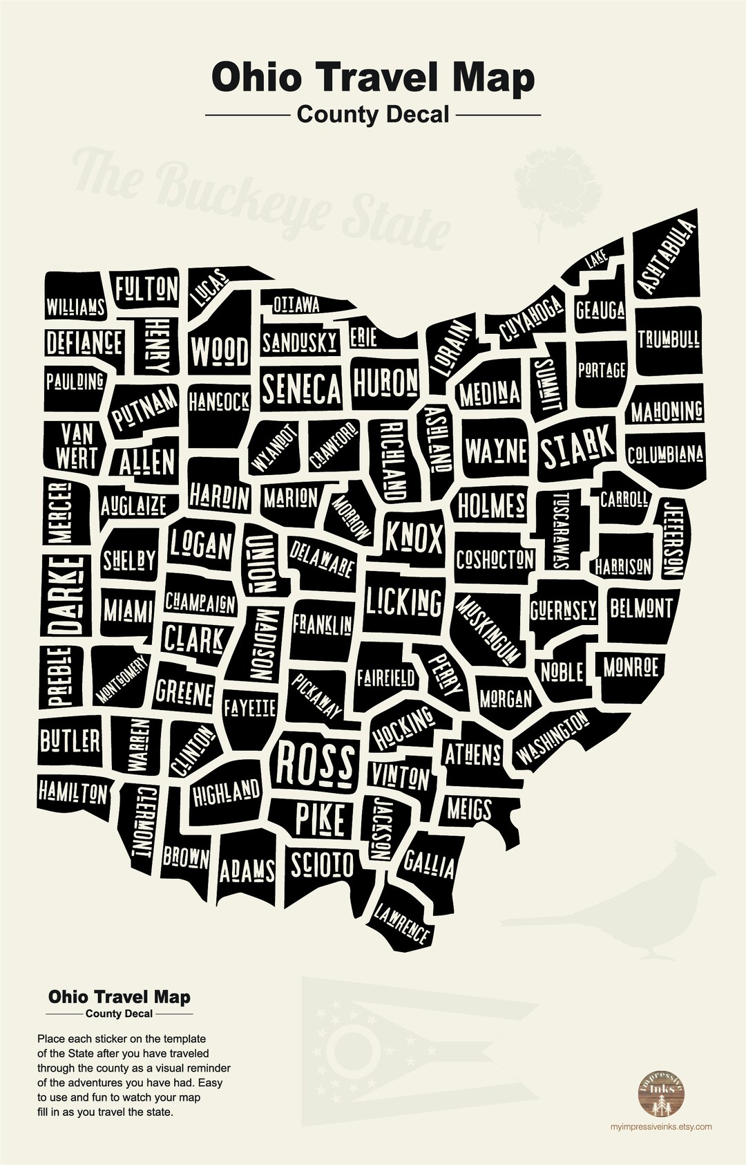Ohio Decal - Sticker Travel Map for Rv's and Campers - Etsy
