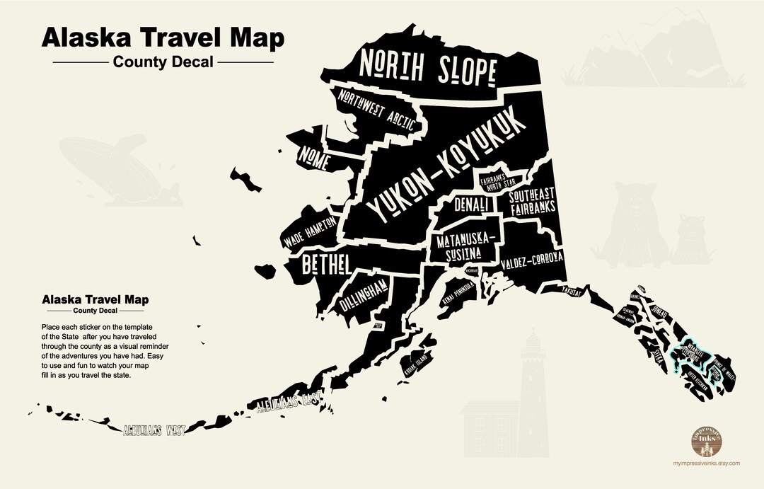 Alaska Decal - Sticker Travel Map for Rv's and Campers - Etsy