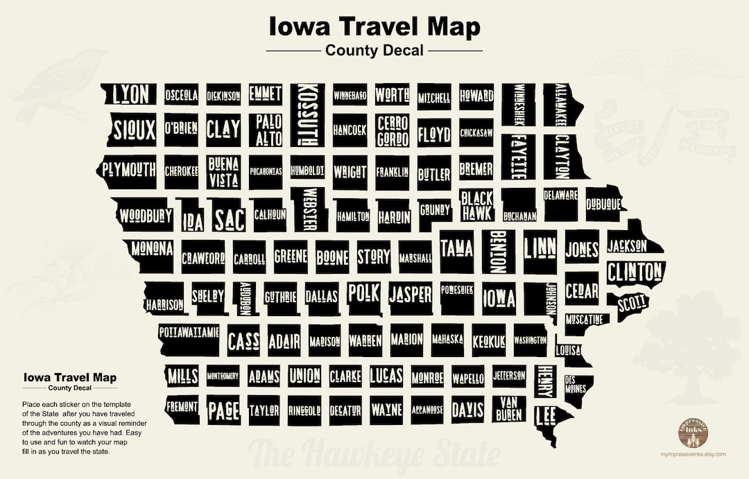 Iowa Decal - Sticker Travel Map for Rv's and Campers - Etsy