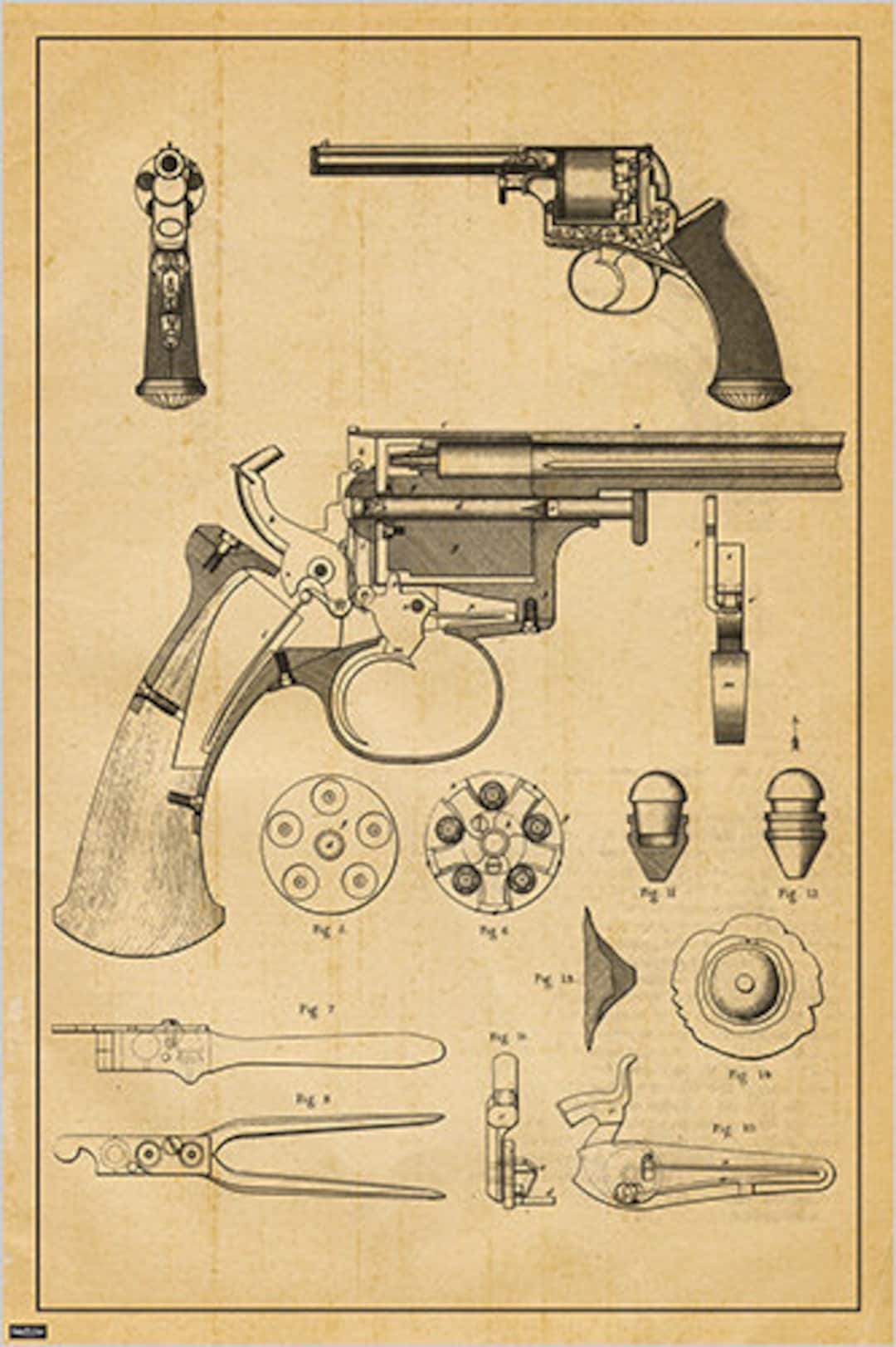 Adams Double-action Revolver Design US Patent Blueprint Engineering ...