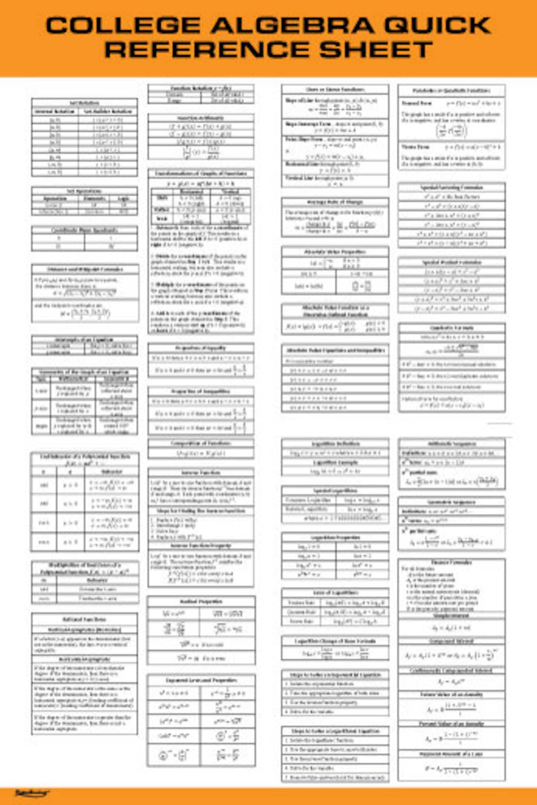 College Algebra Reference Sheet