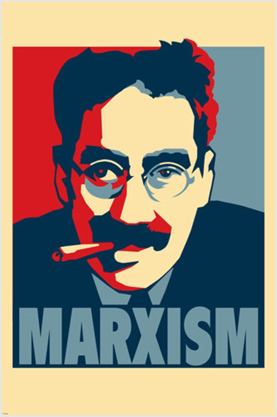 Marxism Poster Comic Groucho Marx With Cigar Red White & Blue | Etsy