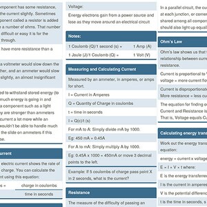 Science Physics Electricity Handy Guide Quick Reference Educational Aid ...