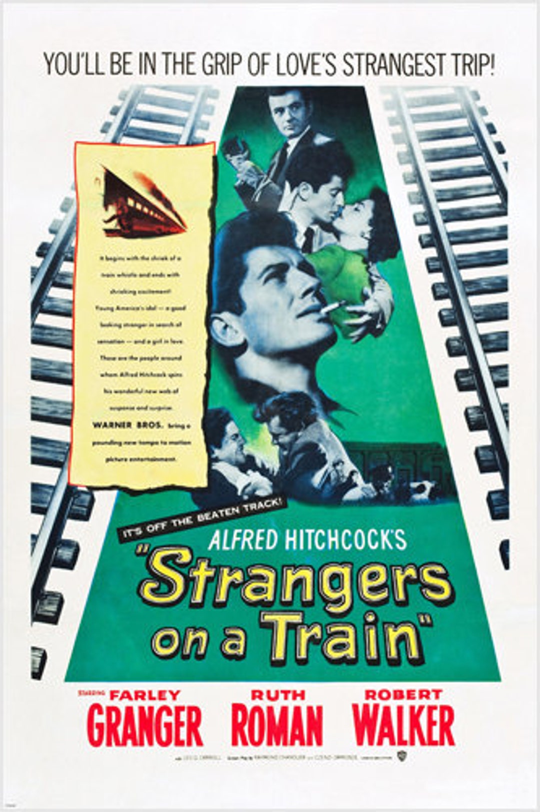 1951 Psychological Thriller Suspense Film Strangers on a Train Movie ...
