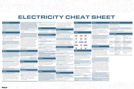 Science Physics Electricity Handy Guide Quick Reference | Etsy