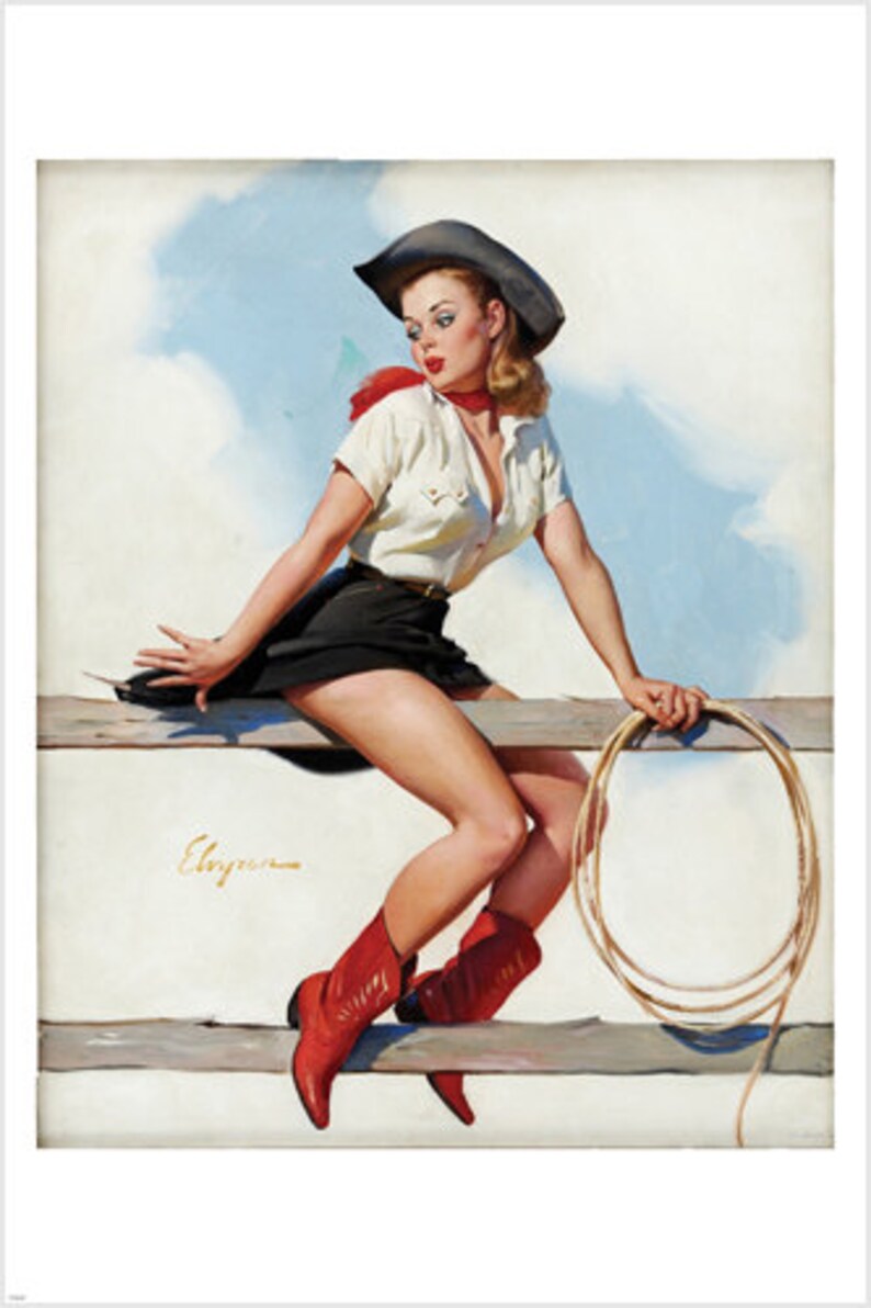 Vintage 1969 Hi Ho Silver Cowgirl Calendar Illustration Poster Etsy